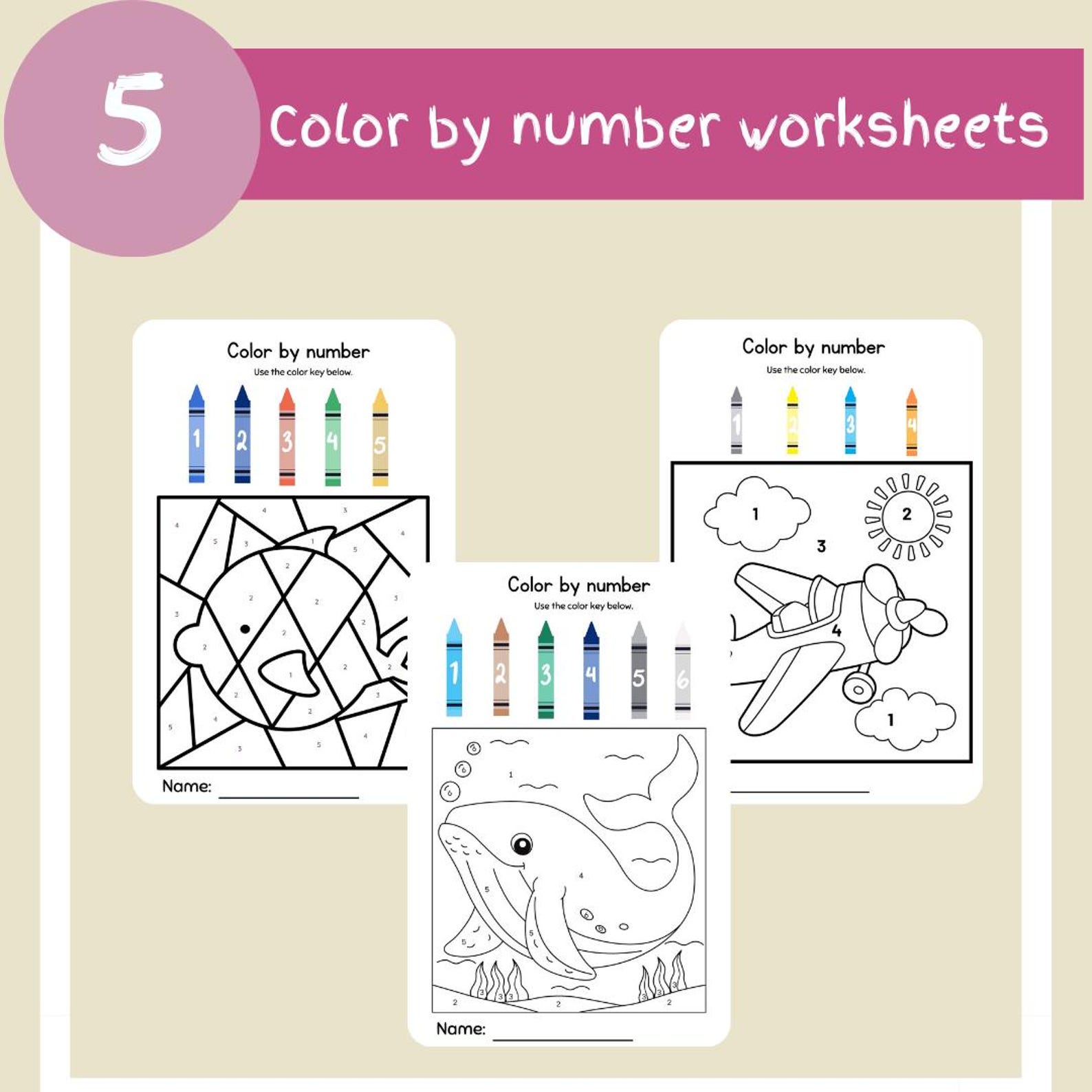 Pre-k Color by Number Printable Worksheets / Coloring Pages / Preschool ...