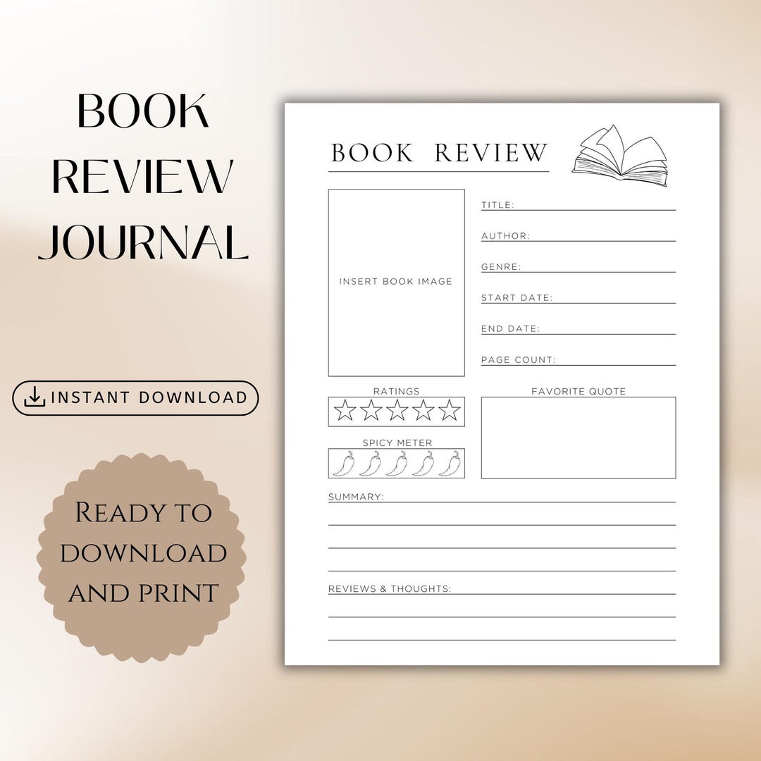 Reading Log: Book Review Journal, Summary & Rating (PDF) - Etsy