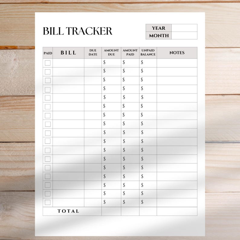 Printable and Digital Bill Tracker PDF, Budget Planner, Financial ...