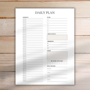 Daily Planner PDF, Printable and Digital Template, Time Block, Water ...