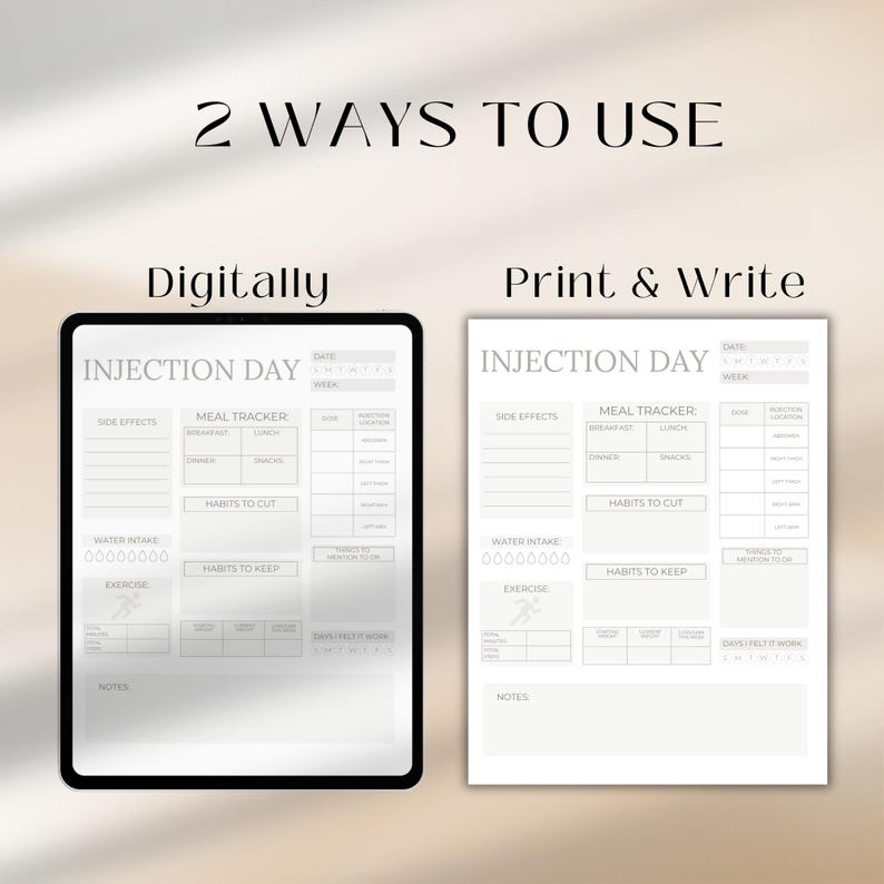GLP-1 Weekly Injection Tracker: Medication & Weight Loss Log (digital ...