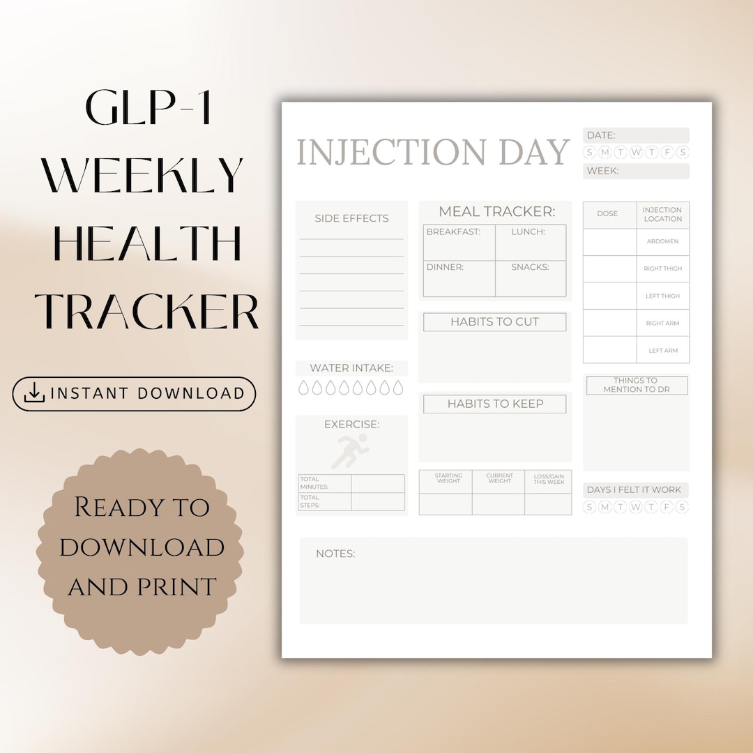 GLP-1 Weekly Injection Tracker: Medication & Weight Loss Log (digital ...