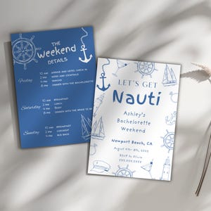Let's Get Nauti Bachelorette Invitation & Itinerary | Editable Canva ...
