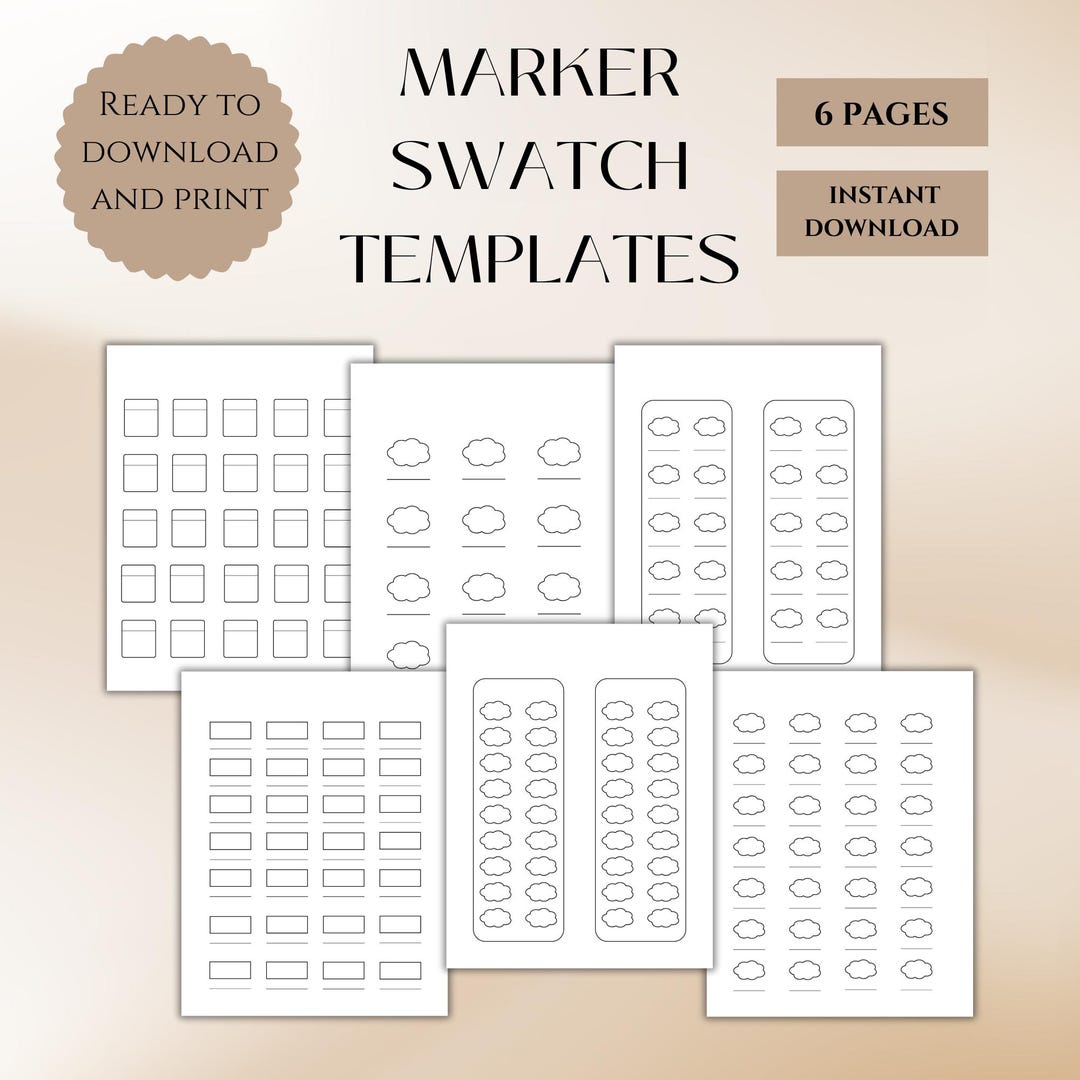 Marker Swatch Template: Art Supply Color Chart (printable PDF) - Etsy