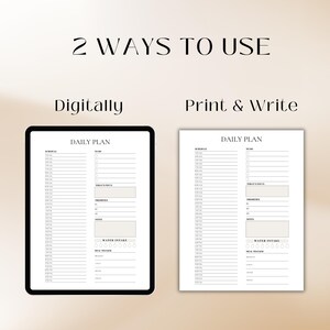 Daily Planner PDF, Printable and Digital Template, Time Block, Water ...