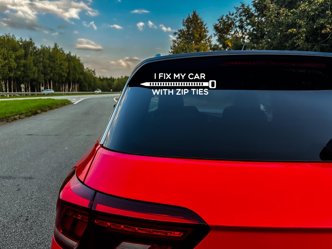 Car Fun Sticker Fixing Car With Zip Ties Gift Decal for Car Eye ...