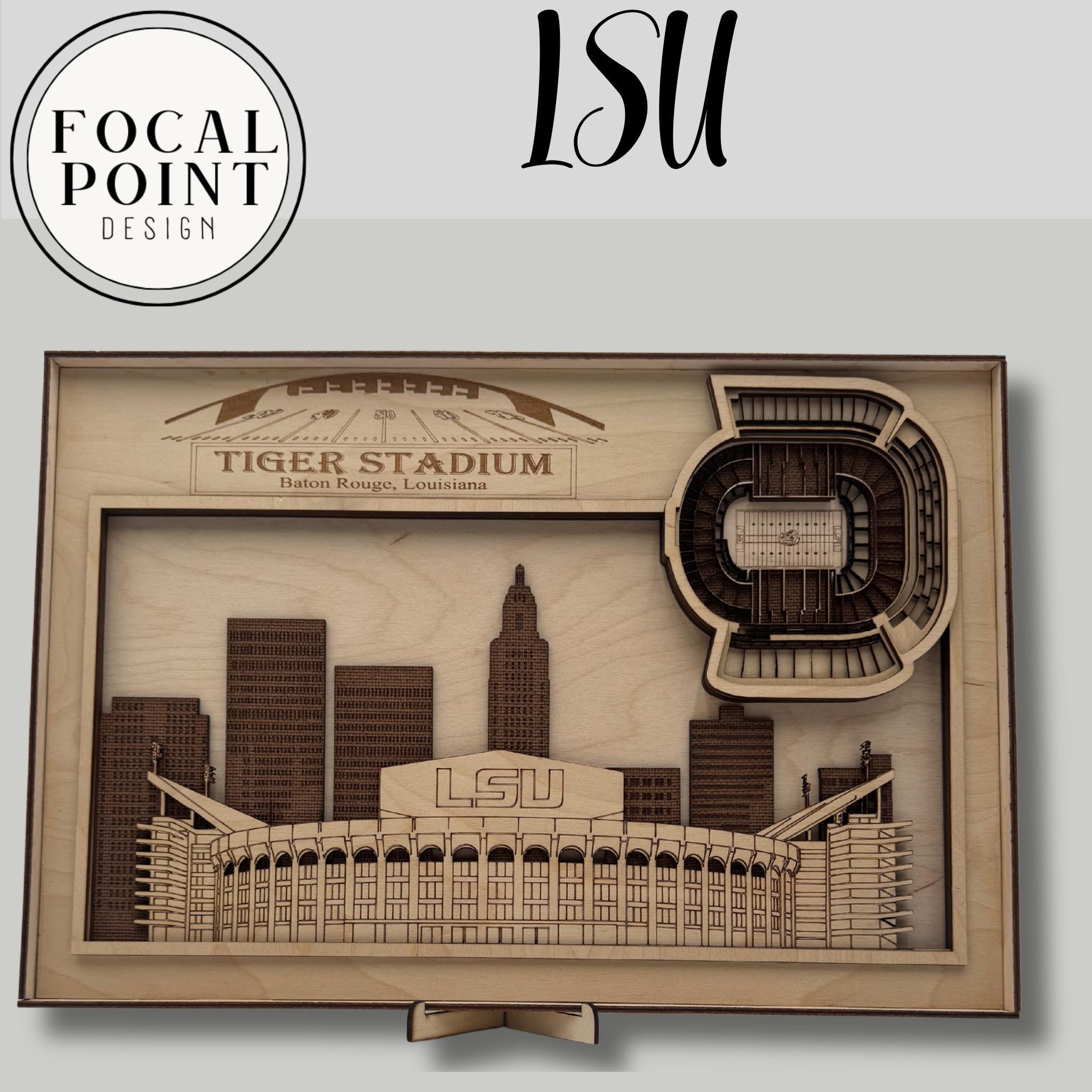 LSU Tiger Stadium Layered Wood Art: Laser Engraved Football Decor - Etsy
