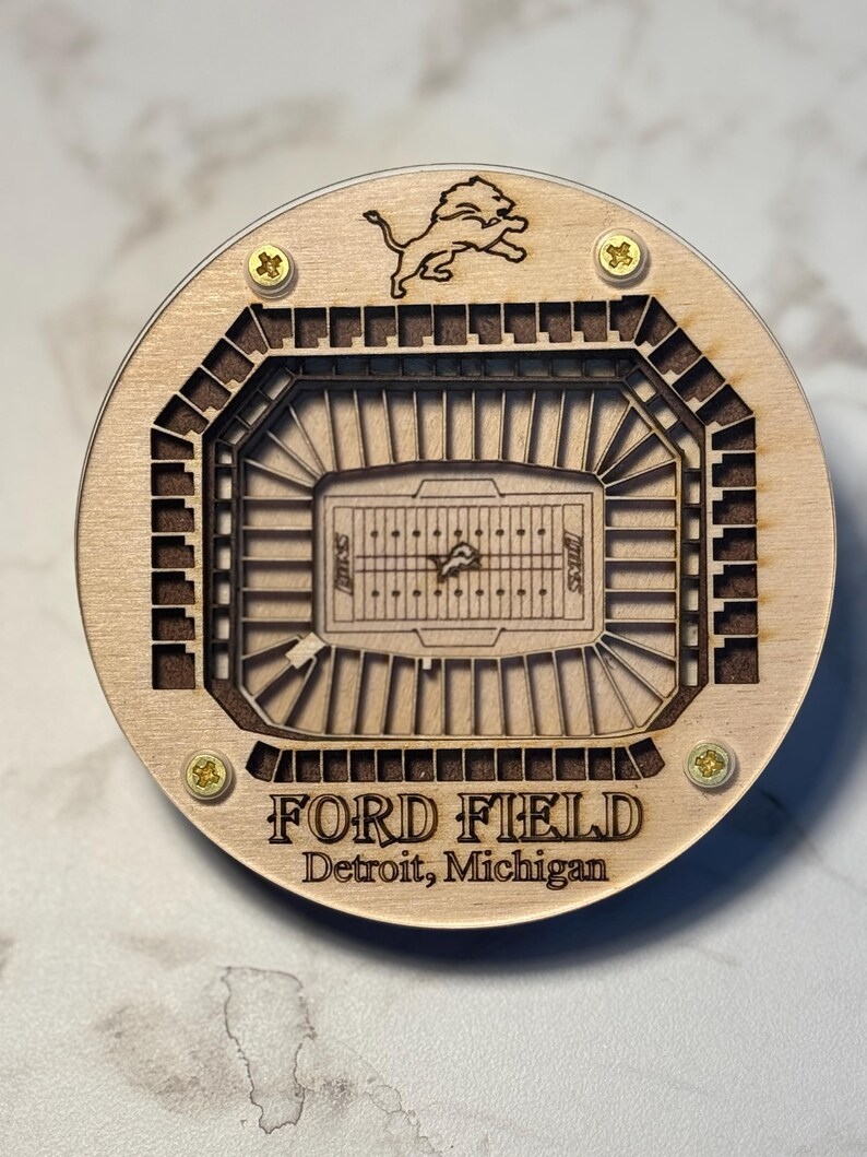 3D Laser Cut Layered Ford Field Coaster - Etsy