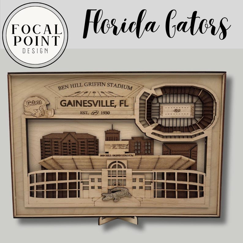 Laser Engraved Florida Gators Stadium Wood Art: Ben Hill Griffin ...
