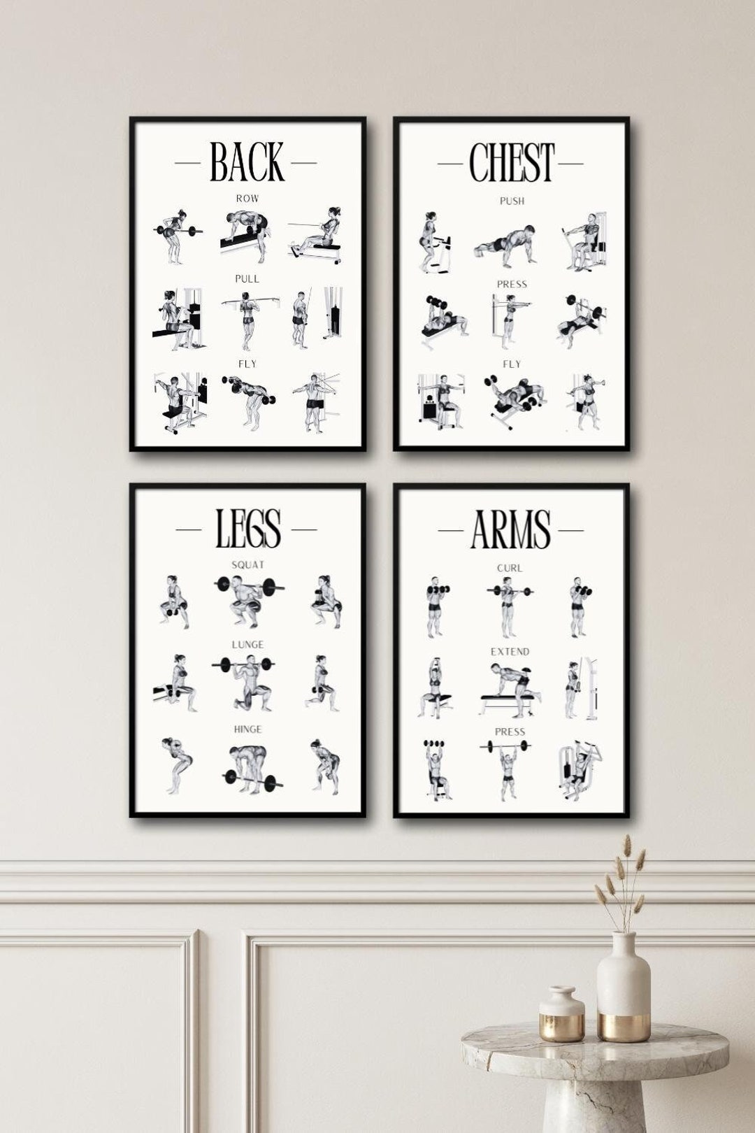 A3 Exercise Wall Art Workout Poster for Home Gym Aesthetic Fitness ...