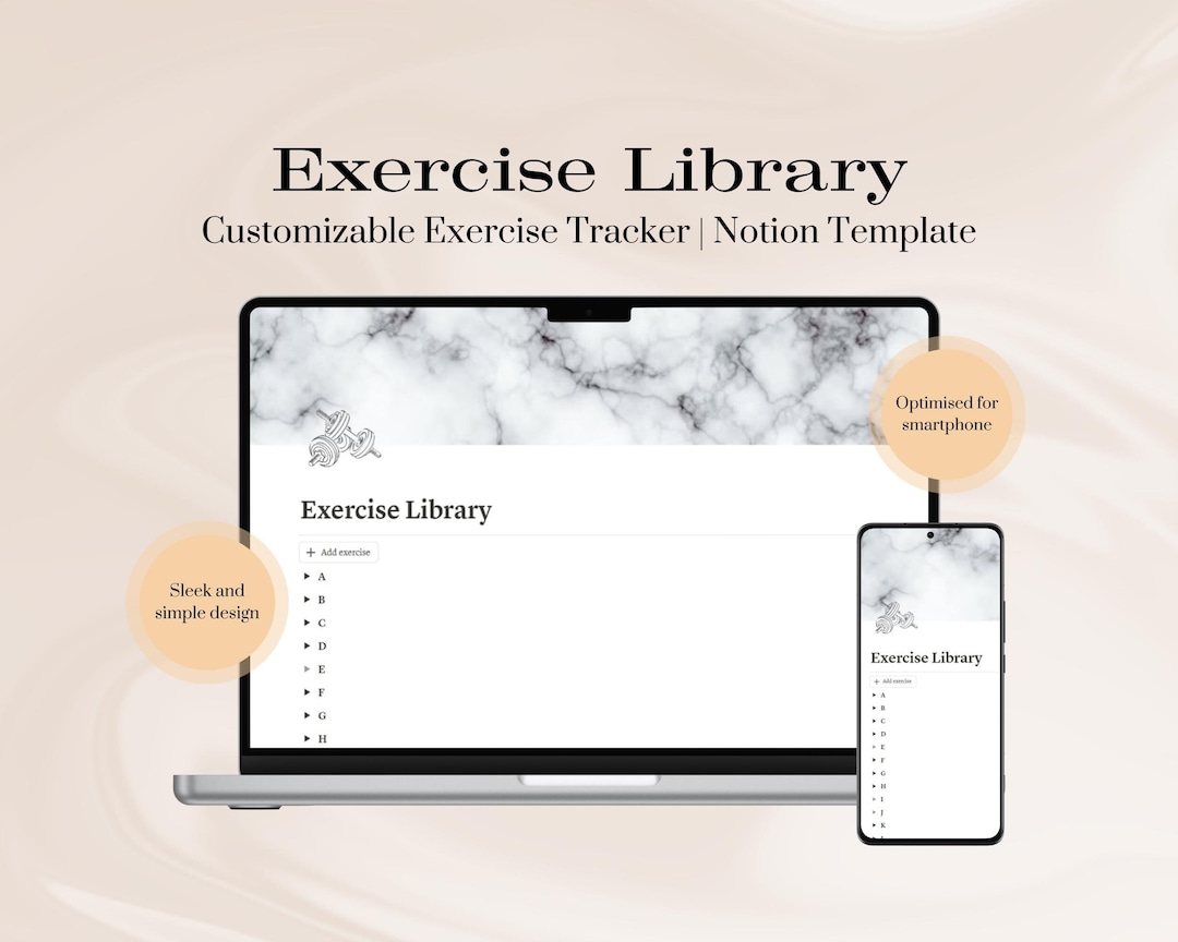 Digital Exercise Tracker / Digital Exercise Library / Notion Template ...