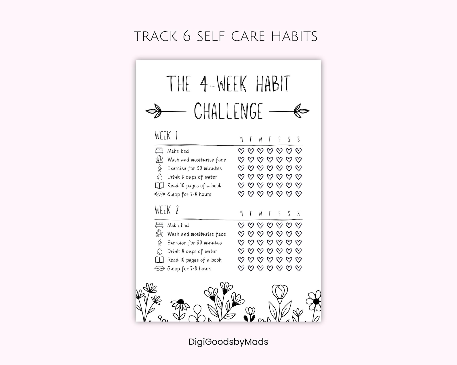 4-week Self-care Habit Challenge Tracker | Aesthetic Printable PDF ...