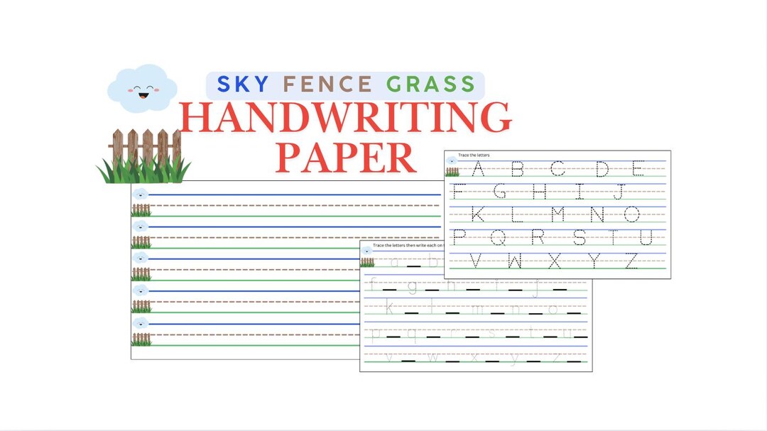 Handwriting Paper: Sky Fence Grass - Letter Formation & Sizing ...