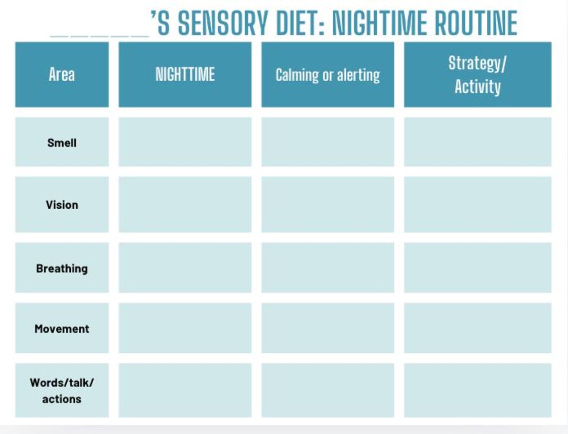 SENSORY DIET Calming & Alerting Strategies *occupational Therapy ...