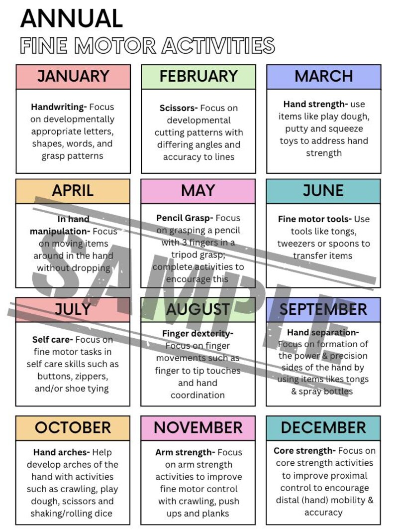 Occupational Therapy Activity Calendars *daily, Monthly & Yearly* OT ...