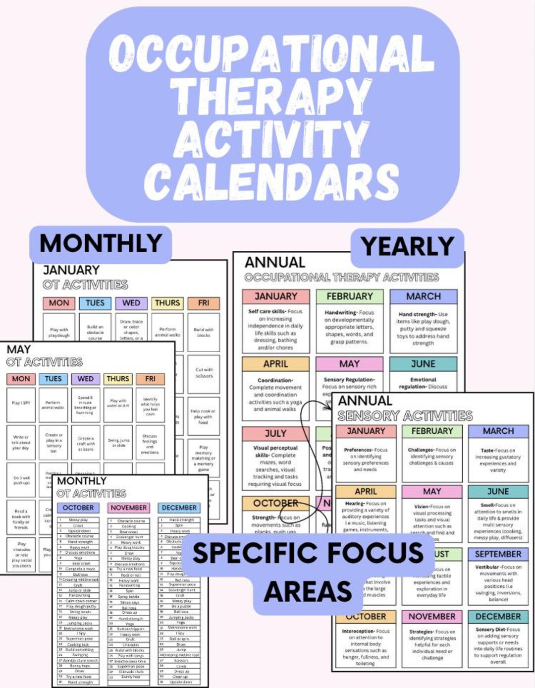 Occupational Therapy Activity Calendars *daily, Monthly & Yearly* OT ...