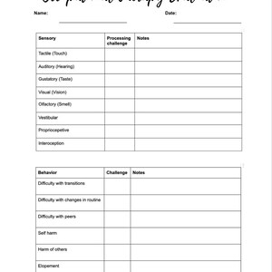 Occupational Therapy Evaluation Forms Template Tables Self Care ...