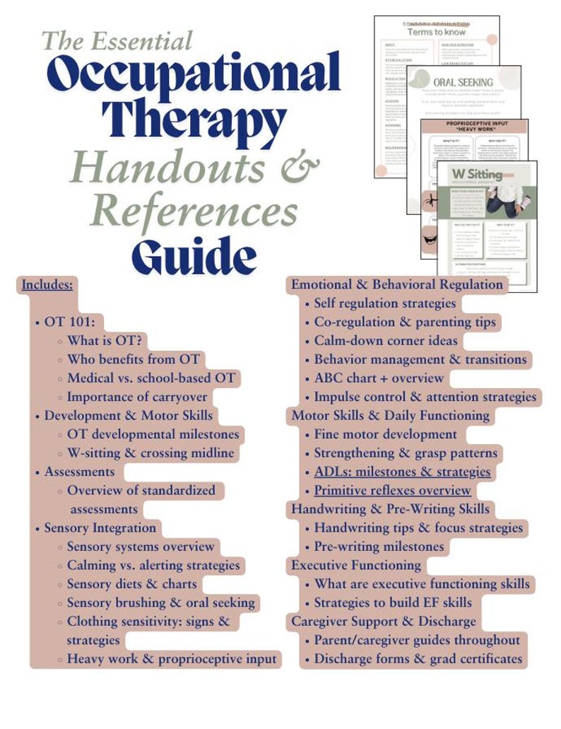 Occupational Therapy Handouts + References Guide - Heps- Education ...