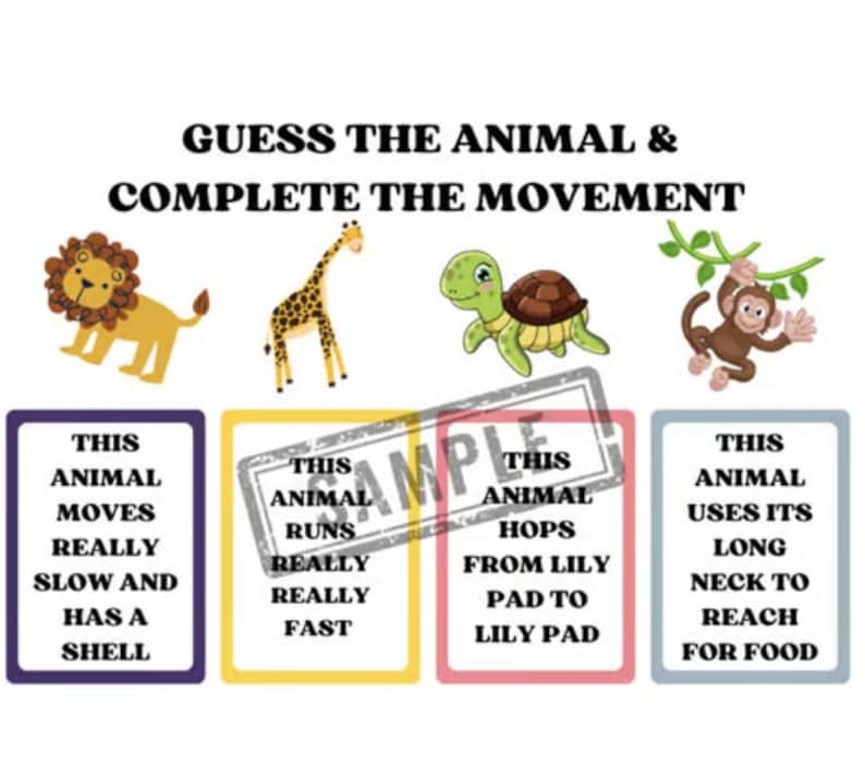 Sensory Breaks Animal Walk Cards Sensory Cards Kids Cards - Etsy