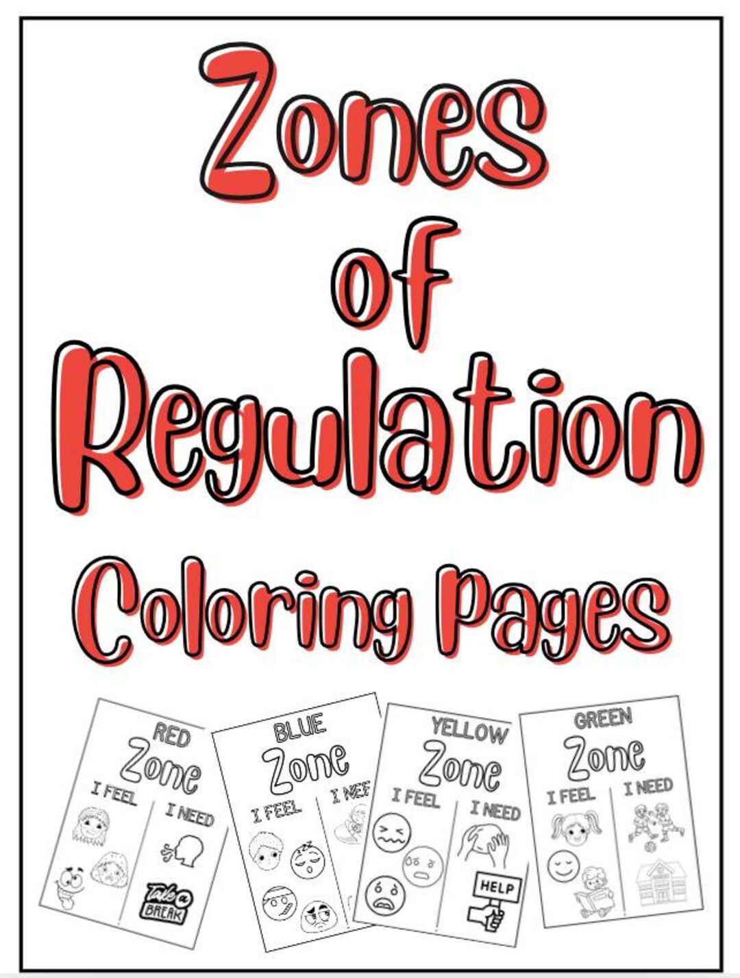 Zones of Regulation Color Pages - Etsy
