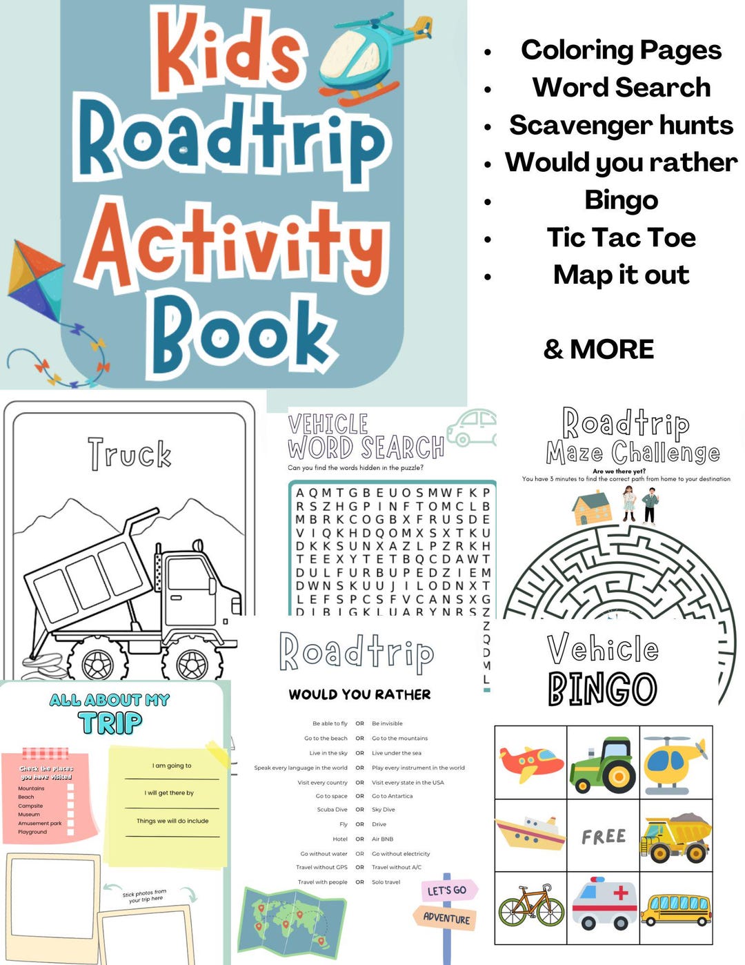 ROADTRIP TRAVEL ACTIVITY Pack for Kids - Etsy