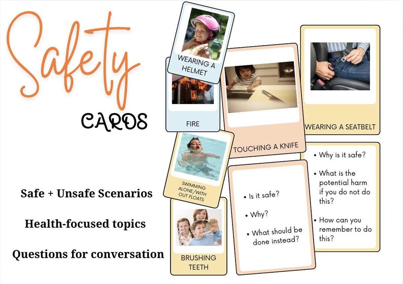 Safety Cards - Safe, Unsafe, and Health Focused Cards * Safety ...