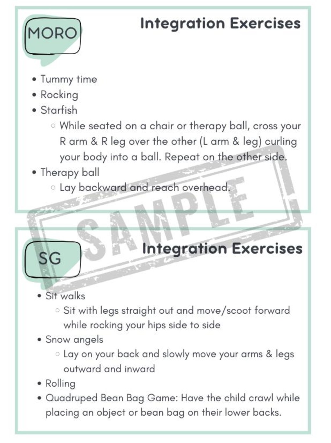 Primitive Reflex Integration Cards - Etsy