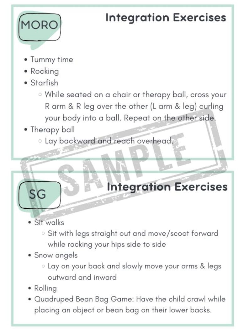 Primitive Reflex Integration Cards - Etsy