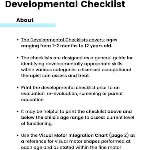 Occupational Therapy Developmental Milestones PDF Printable Evaluation ...