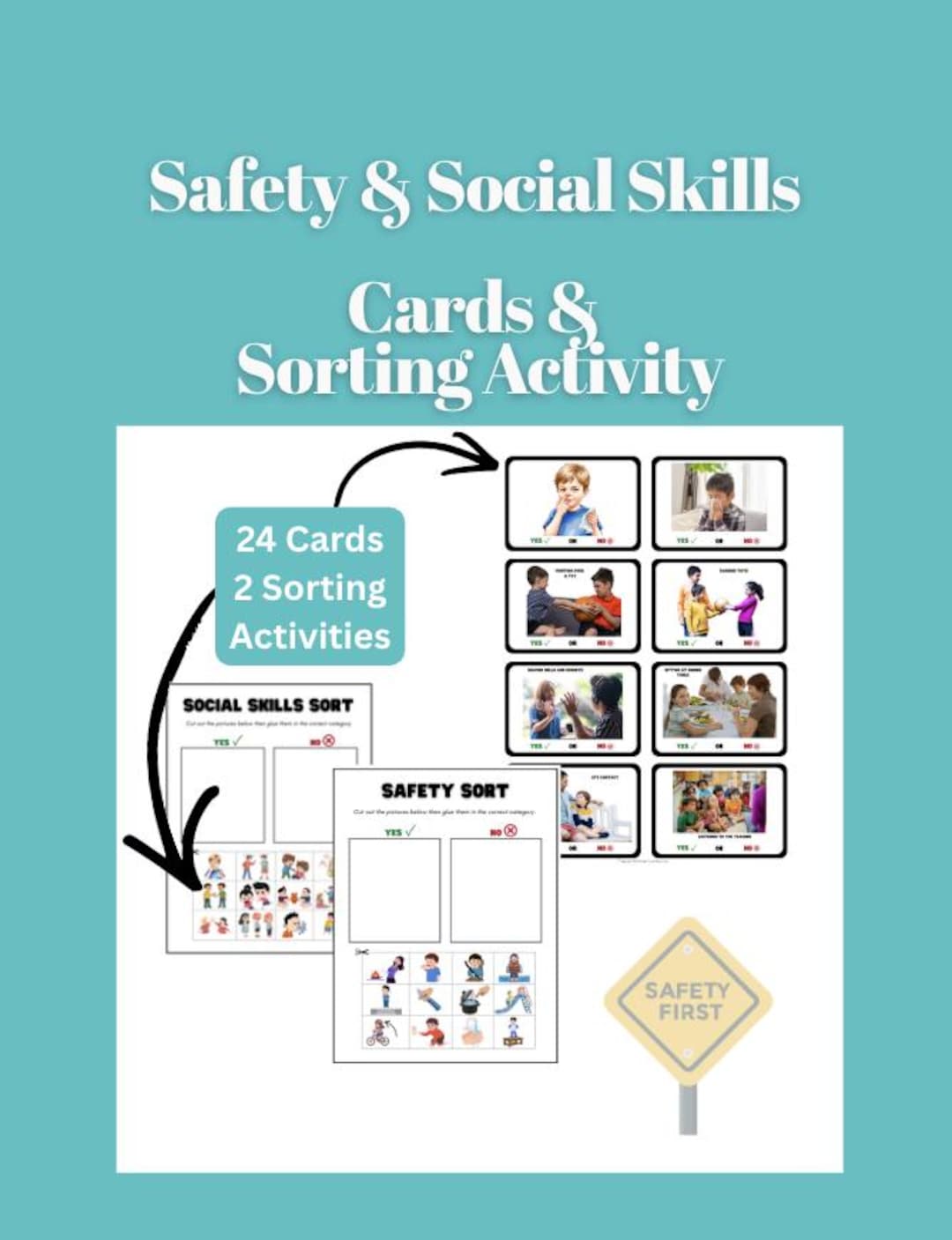Safety Awareness - Social Skills Cards & Sort - ST OT SPED - Activities ...
