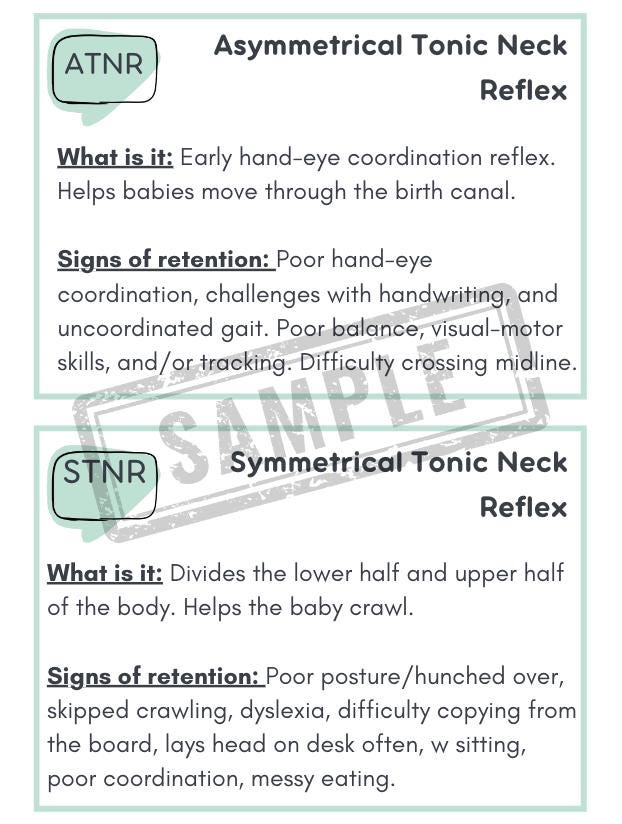 Primitive Reflex Integration Cards - Etsy