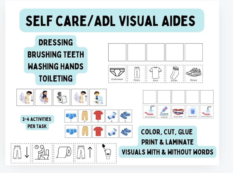 Self Care ADL OT Visual Aide Activities *occupational Therapy* Dressing ...