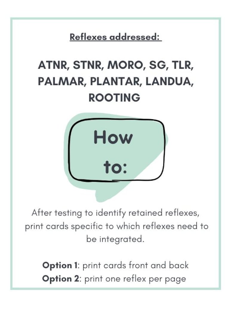 Primitive Reflex Integration Cards - Etsy