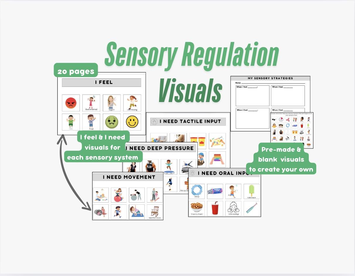 Sensory Regulation Visuals Strategies Sensory Diet Posters - Etsy
