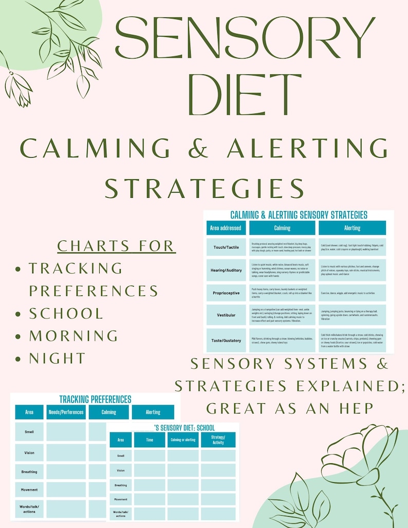 SENSORY DIET Calming & Alerting Strategies *occupational Therapy ...