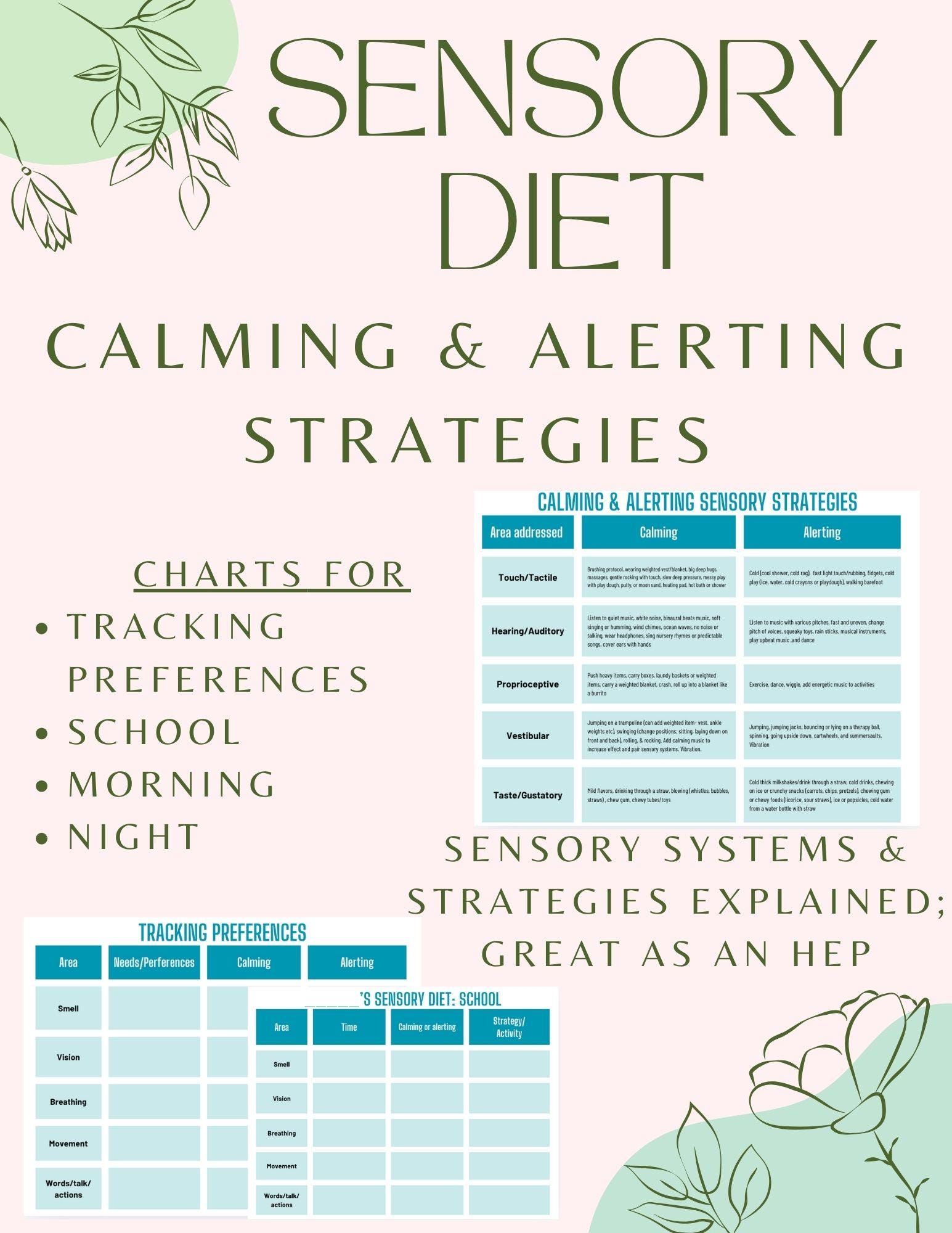 SENSORY DIET Calming & Alerting Strategies *occupational Therapy ...