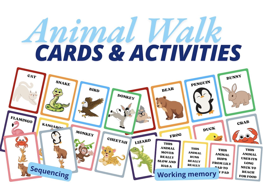 Sensory Breaks Animal Walk Cards Sensory Cards Kids Cards - Etsy