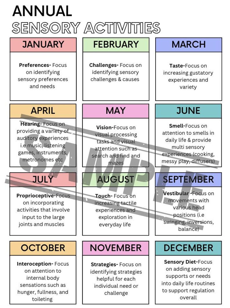 Occupational Therapy Activity Calendars *daily, Monthly & Yearly* OT ...