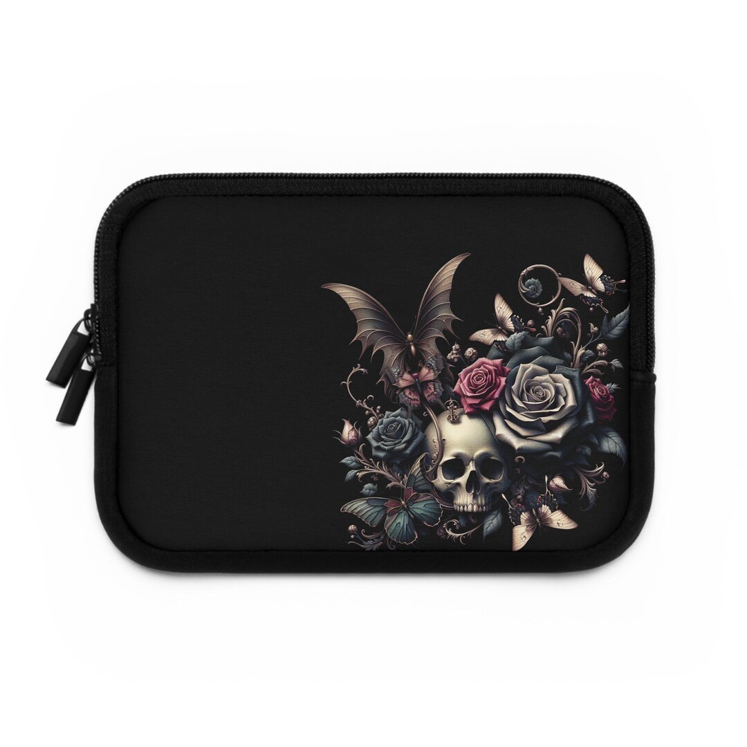 Gothic Chic Laptop Sleeve, Black Laptop Sleeve, Soft Laptop Case, Skull ...