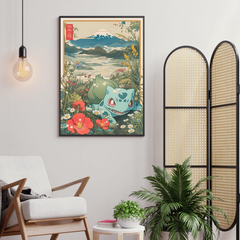 Bulbasaur Pokémon Wall Art – Japanese Style Landscape Poster – Anime ...