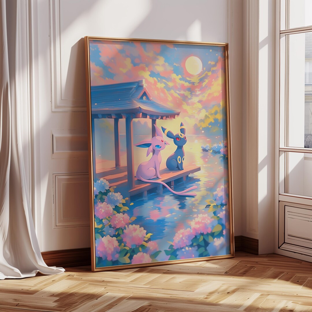 Pokemon Poster Espeon and Umbreon Anime Poster, Watercolor Pokemon Art ...