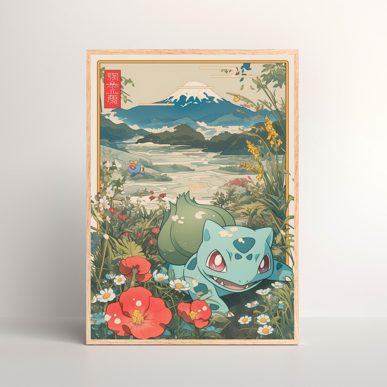 Bulbasaur Pokémon Wall Art – Japanese Style Landscape Poster – Anime ...