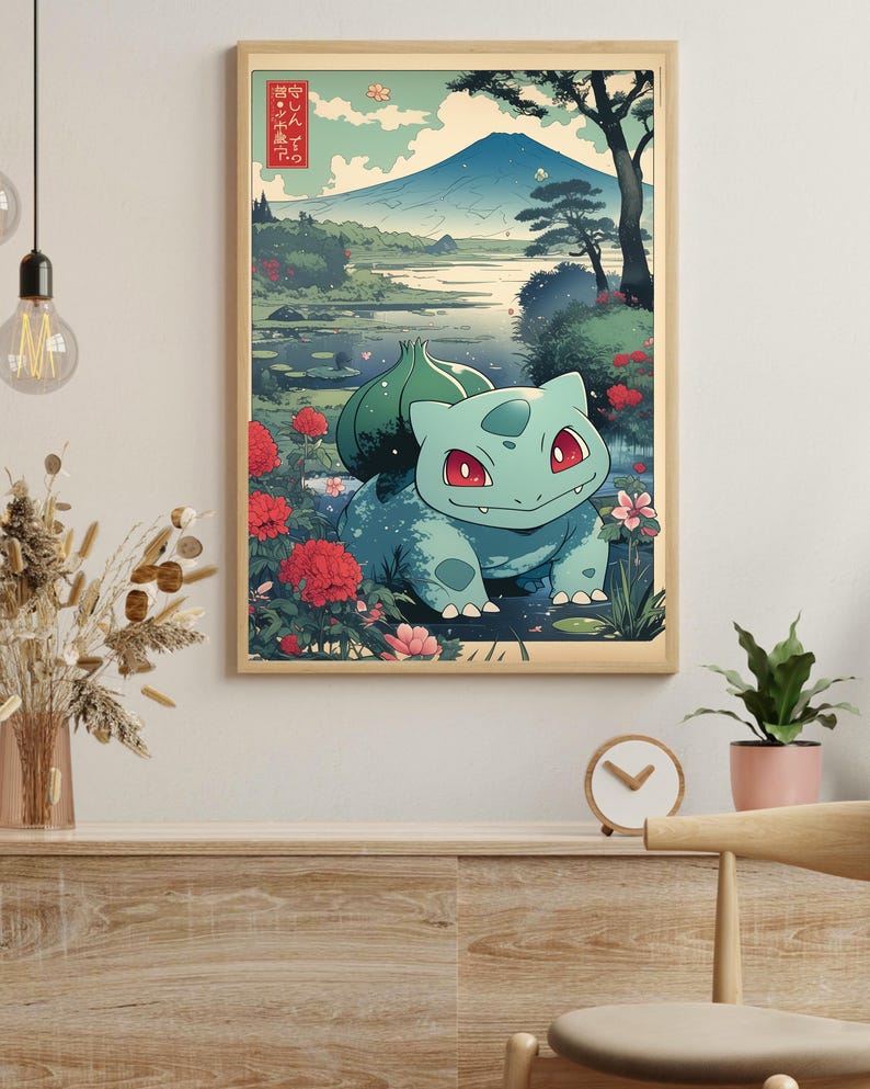 Bulbasaur Pokémon Poster – Japanese Scenery Anime Art Print – Digital ...