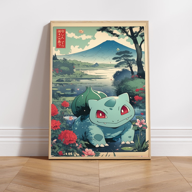 Bulbasaur Pokémon Poster – Japanese Scenery Anime Art Print – Digital ...