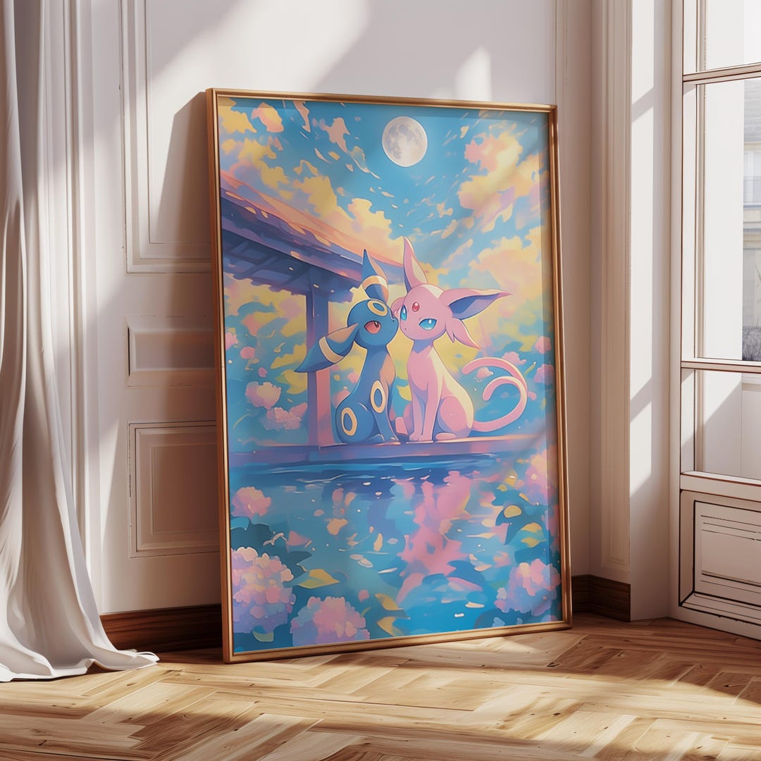 Pokemon Poster Espeon and Umbreon Watercolor Anime Poster Pokemon Gift ...