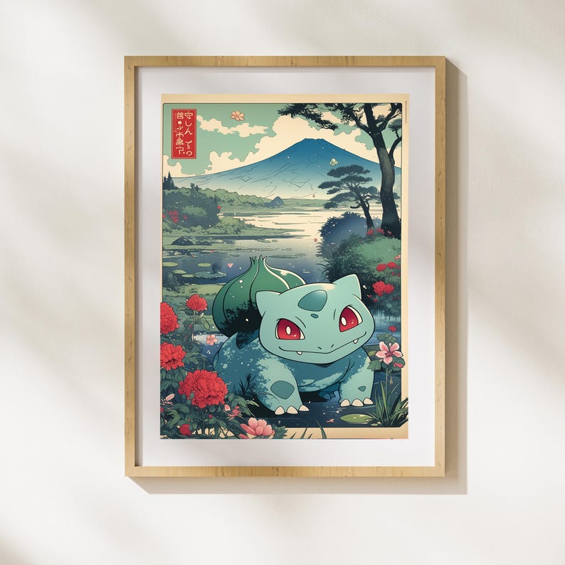 Bulbasaur Pokémon Poster – Japanese Scenery Anime Art Print – Digital ...