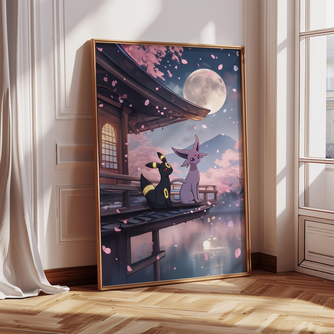 Pokemon Poster - Espeon and Umbreon Gaming Poster, Fanart, Gifts for ...