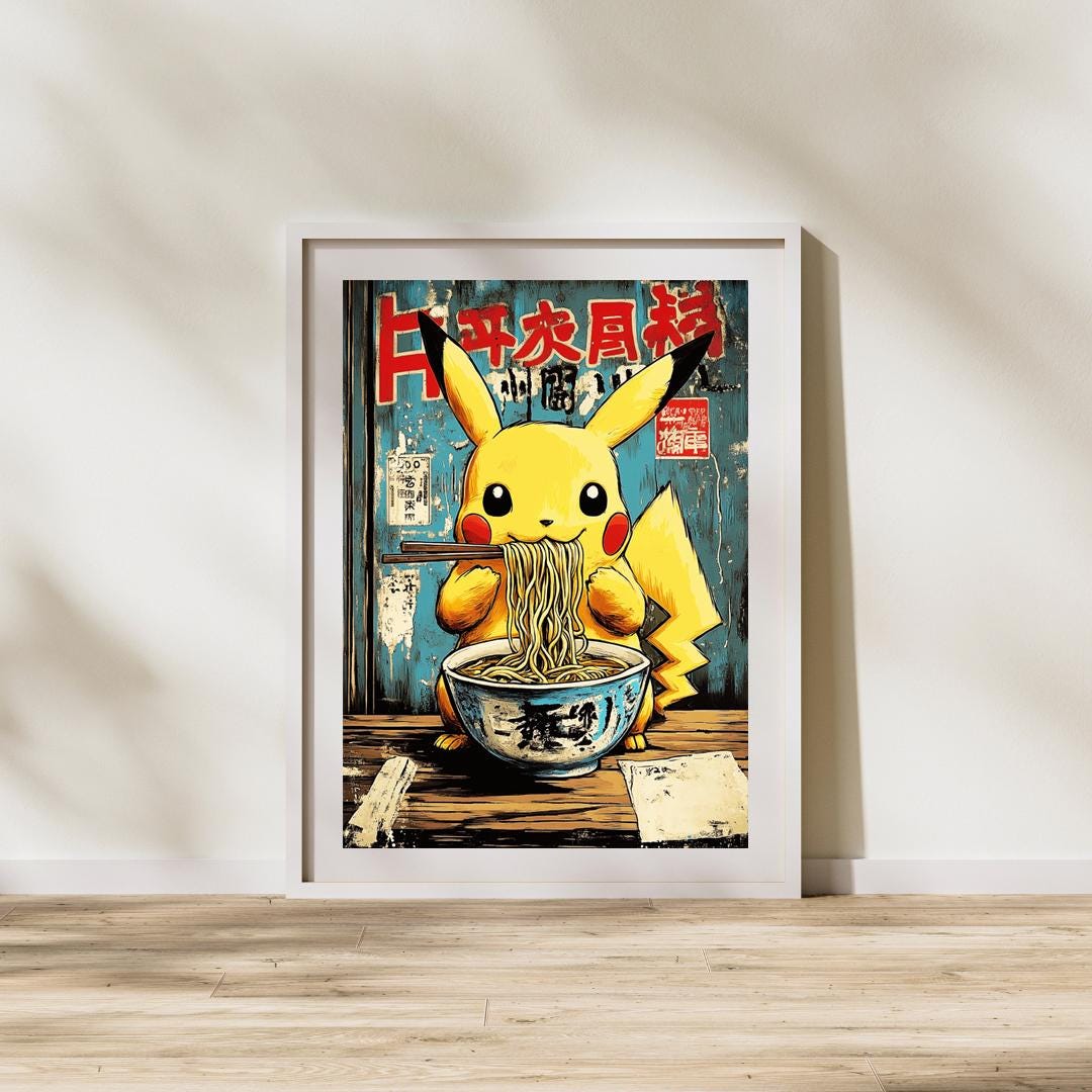Pikachu Ramen Poster Pokémon Poster Pokémon Art Pokémon Wall Art ...