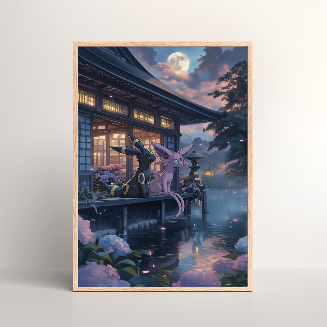 Umbreon & Espeon Pokémon Poster – Japanese Anime Art – Otaku Gift ...