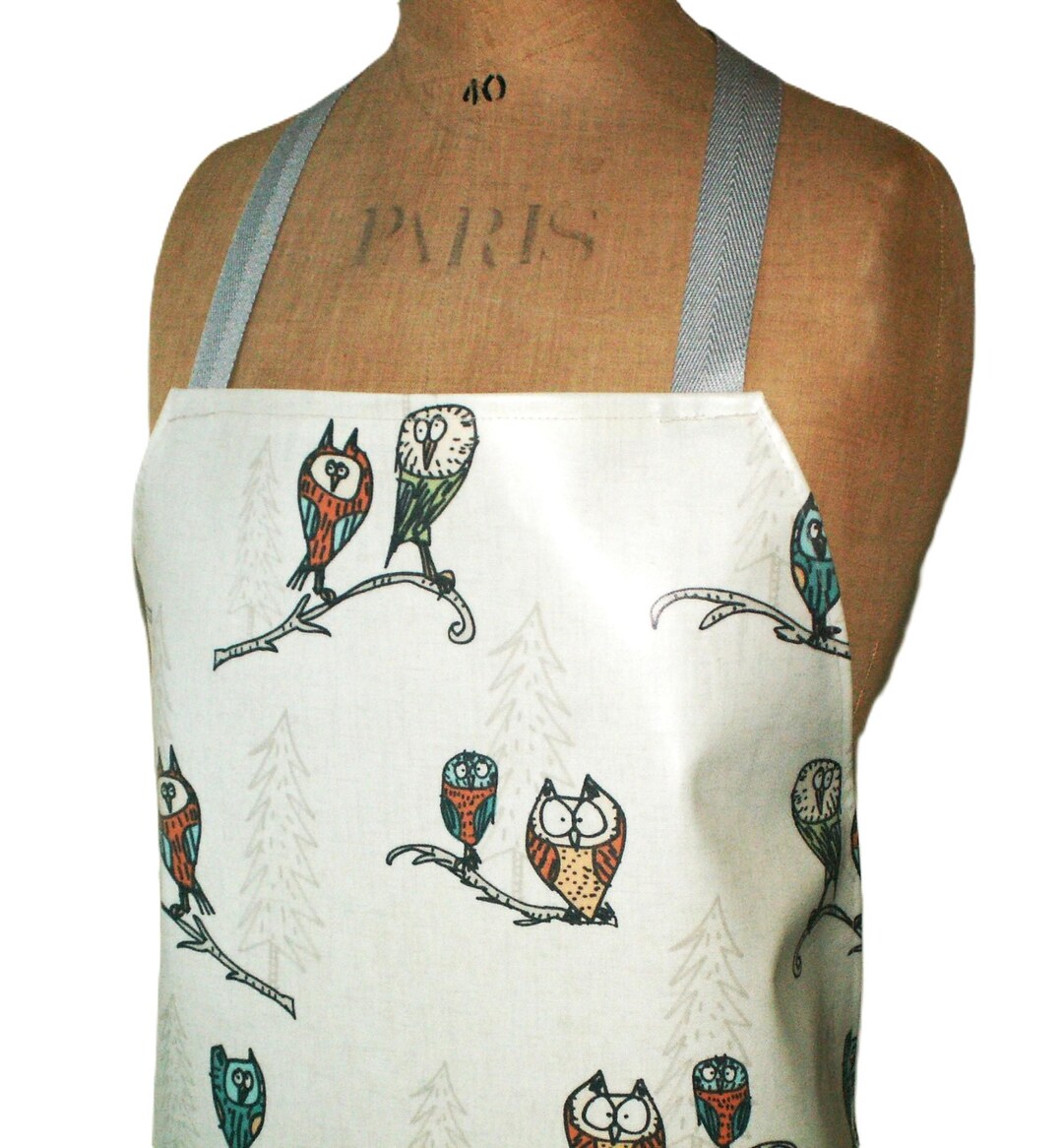 Owls, PVC / Oilcloth Apron - Full Length Adult Apron - Wipe Clean ...